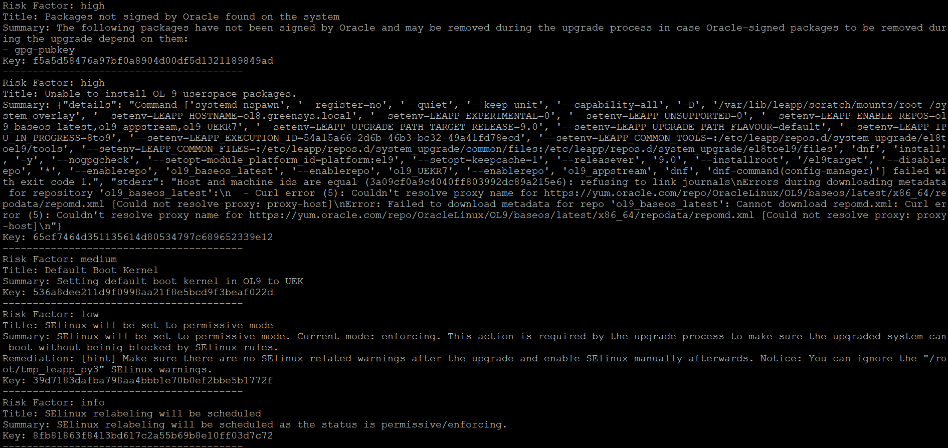 Migrazione da Oracle Linux 8 a Oracle Linux 9 – valent
